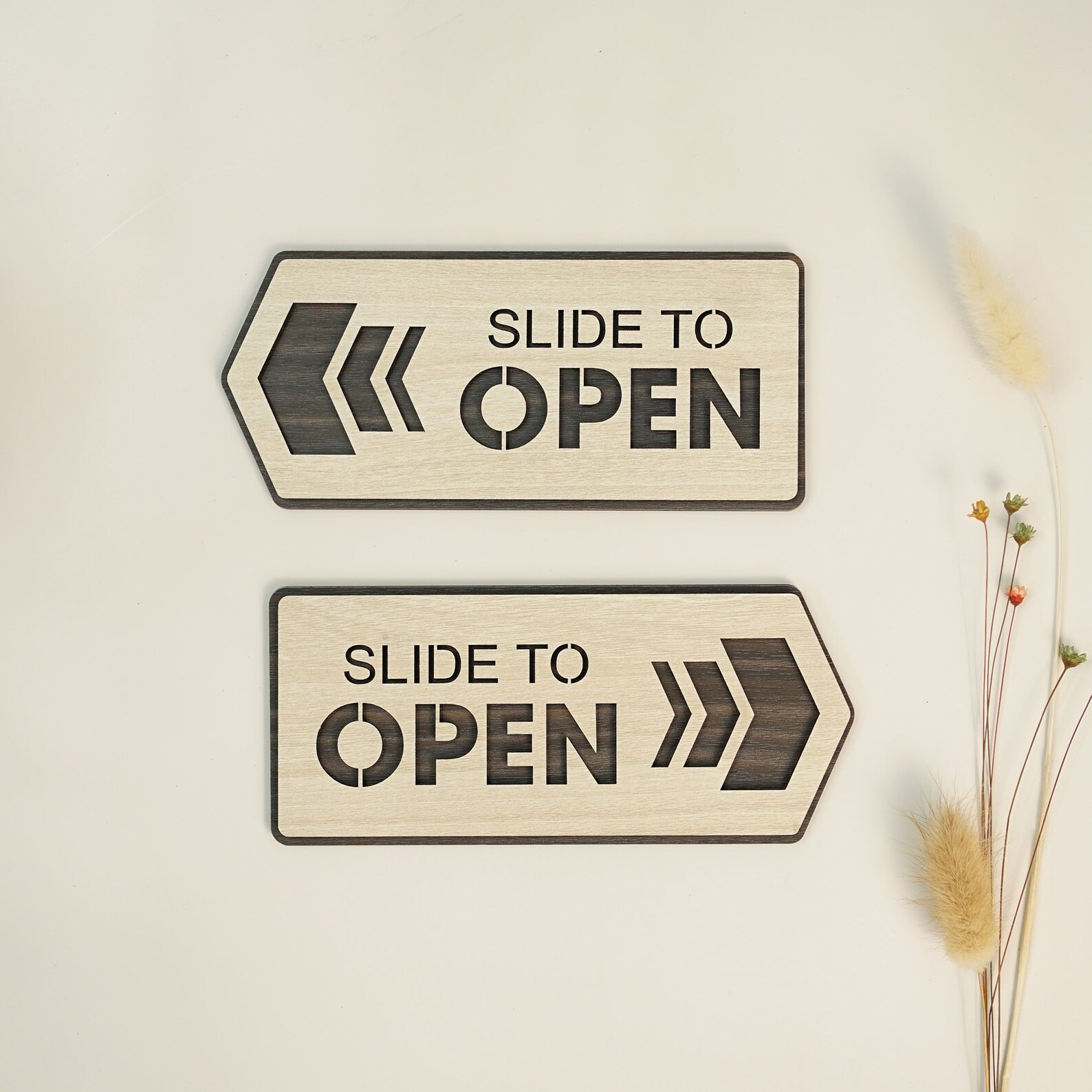 Slide to Open Wooden Sign, 3D Wood Sign, Door Sign Decor, Office Decor ...