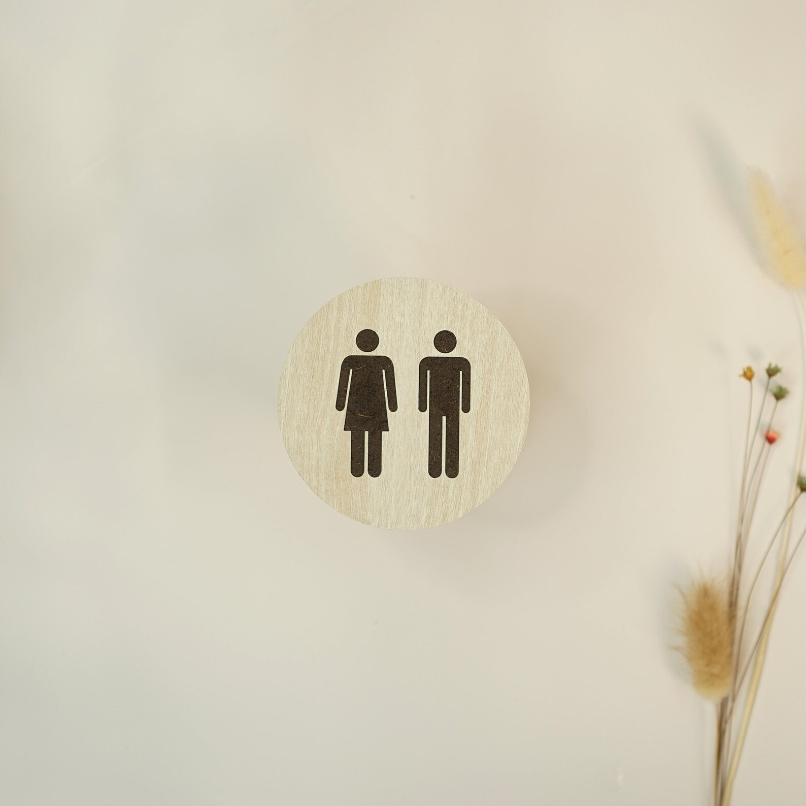 Restroom Sticker Wooden Sign, Toilet Sign, WC Sign Wood Self-adhesive ...