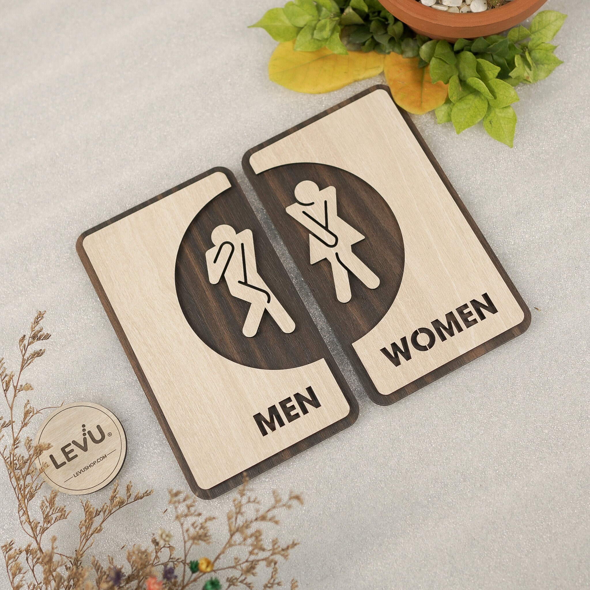 Restroom Men and Women Signs Bathroom Wooden Decor Signs Wooden Toilet ...
