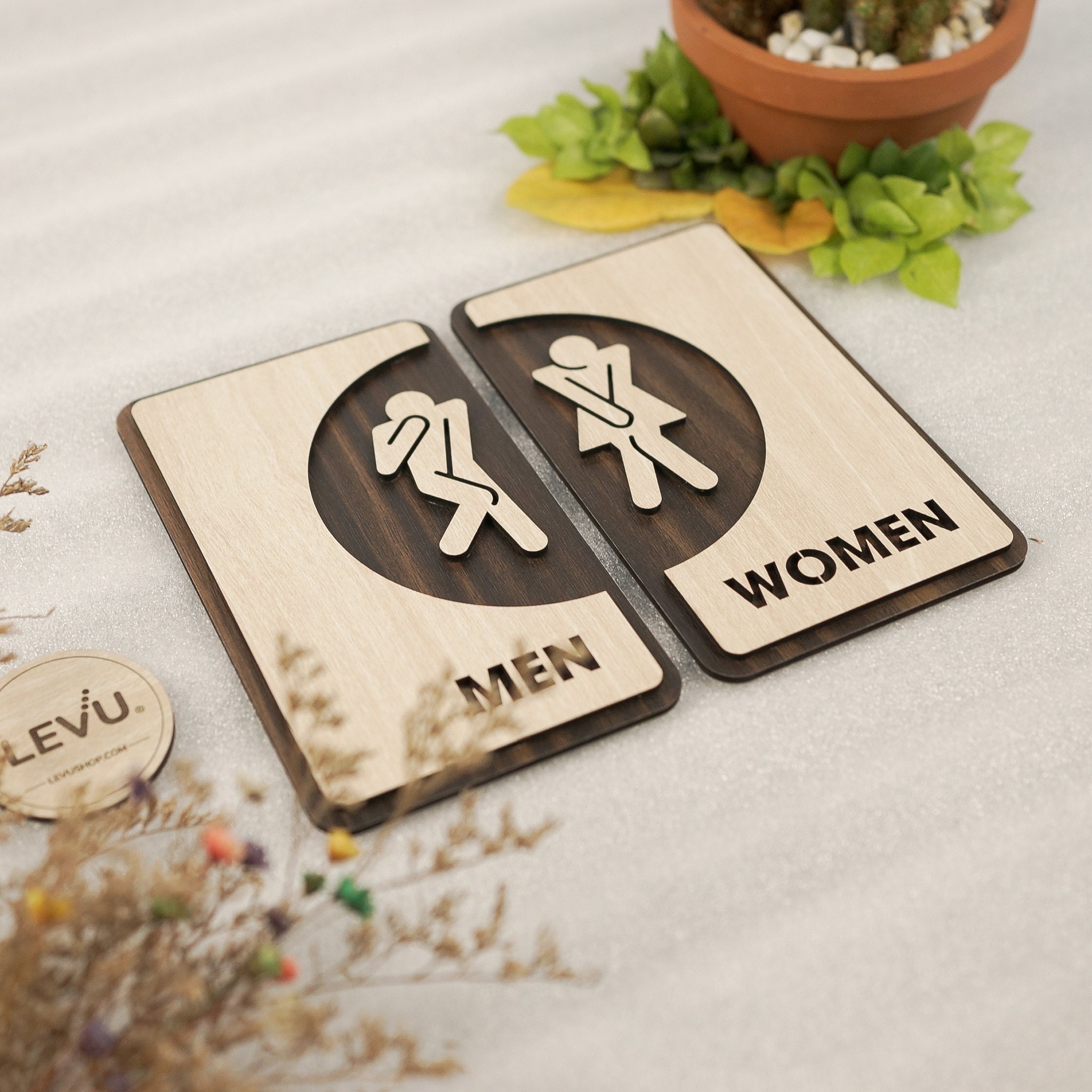 Restroom Men and Women Signs Bathroom Wooden Decor Signs Wooden Toilet ...