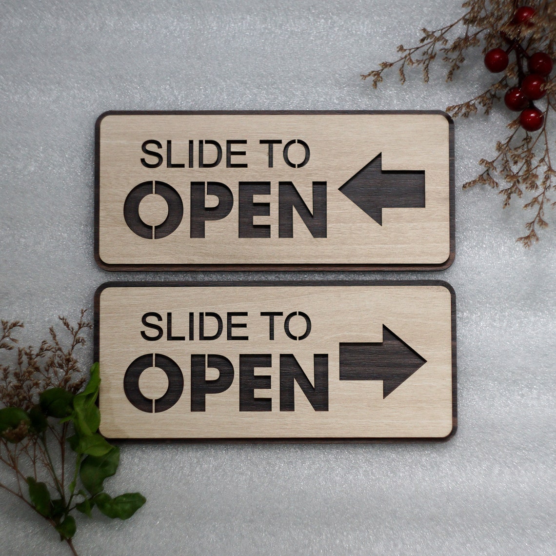 Slide to Open Sign, Wooden Sign, Office Decor, Hotel / Boutique / Store ...
