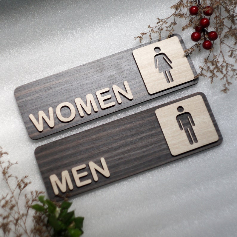 Handmade Wooden Restroom Sign: Men and Women Toilet Decor - Etsy