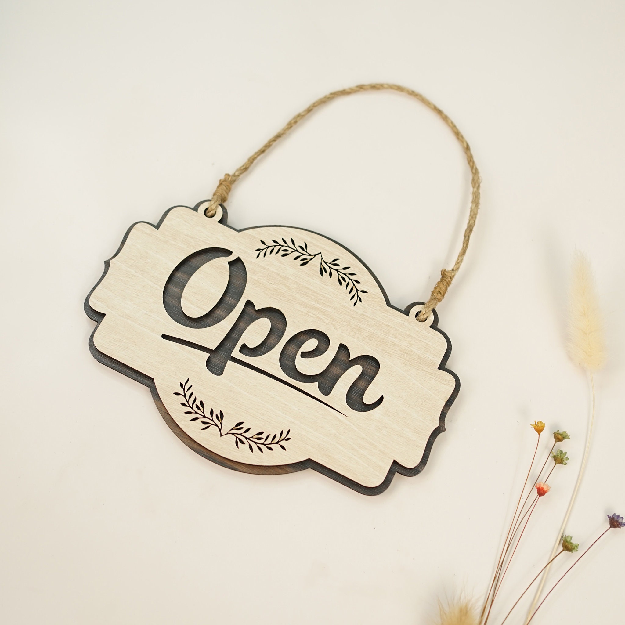 Open Closed Sign, Open Wood Sign, Closed Wood Sign, Double Sided ...