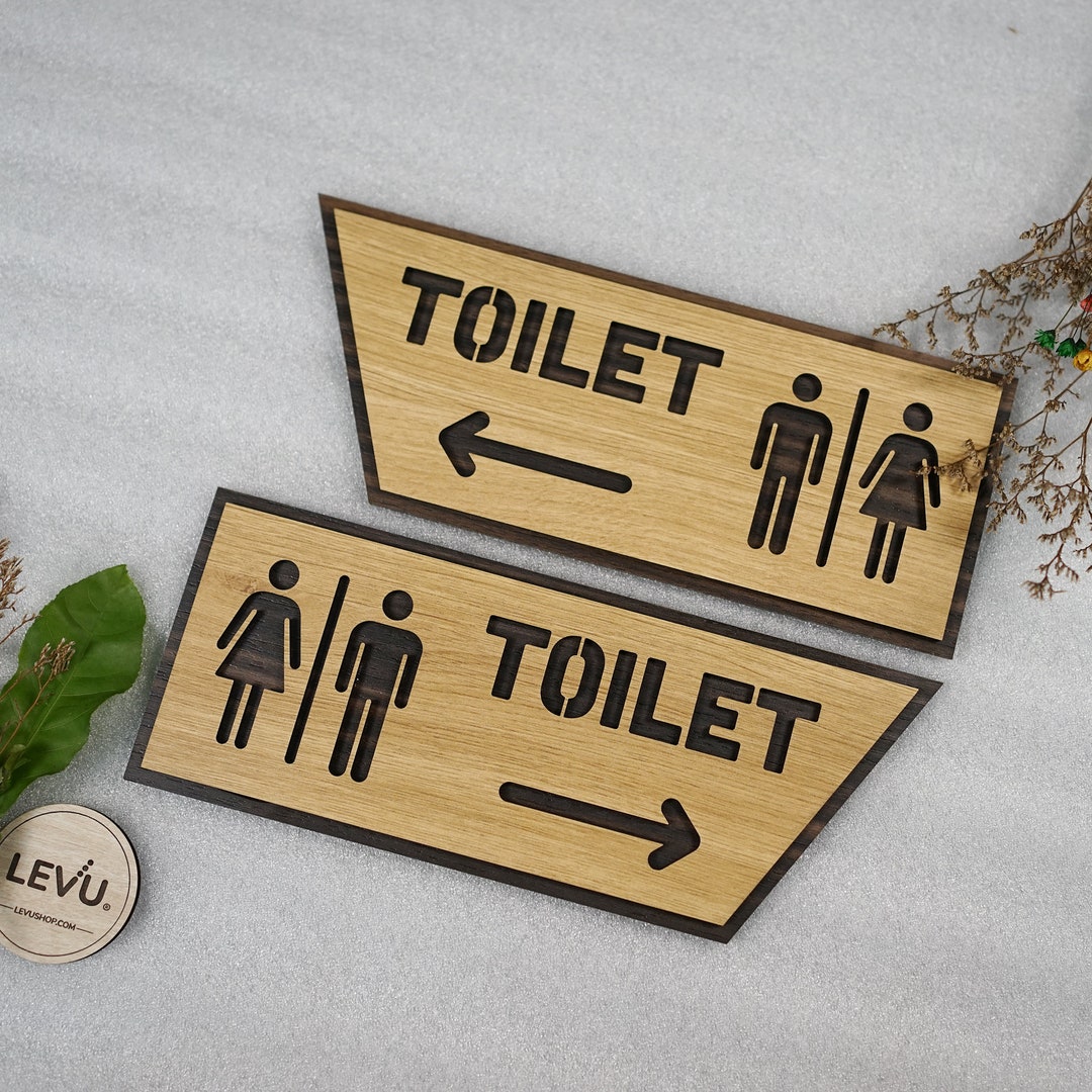 Wooden Toilet Door Sign Decor, Restroom Sign, Bathroom Signs, WC Sign ...