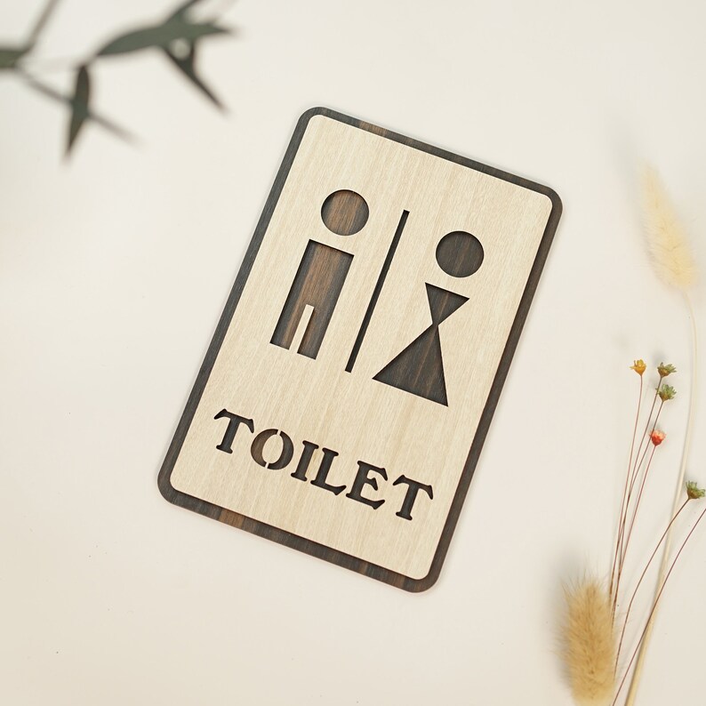 3D Wooden Toilet Sign: Vintage Restroom Door Decor - Etsy