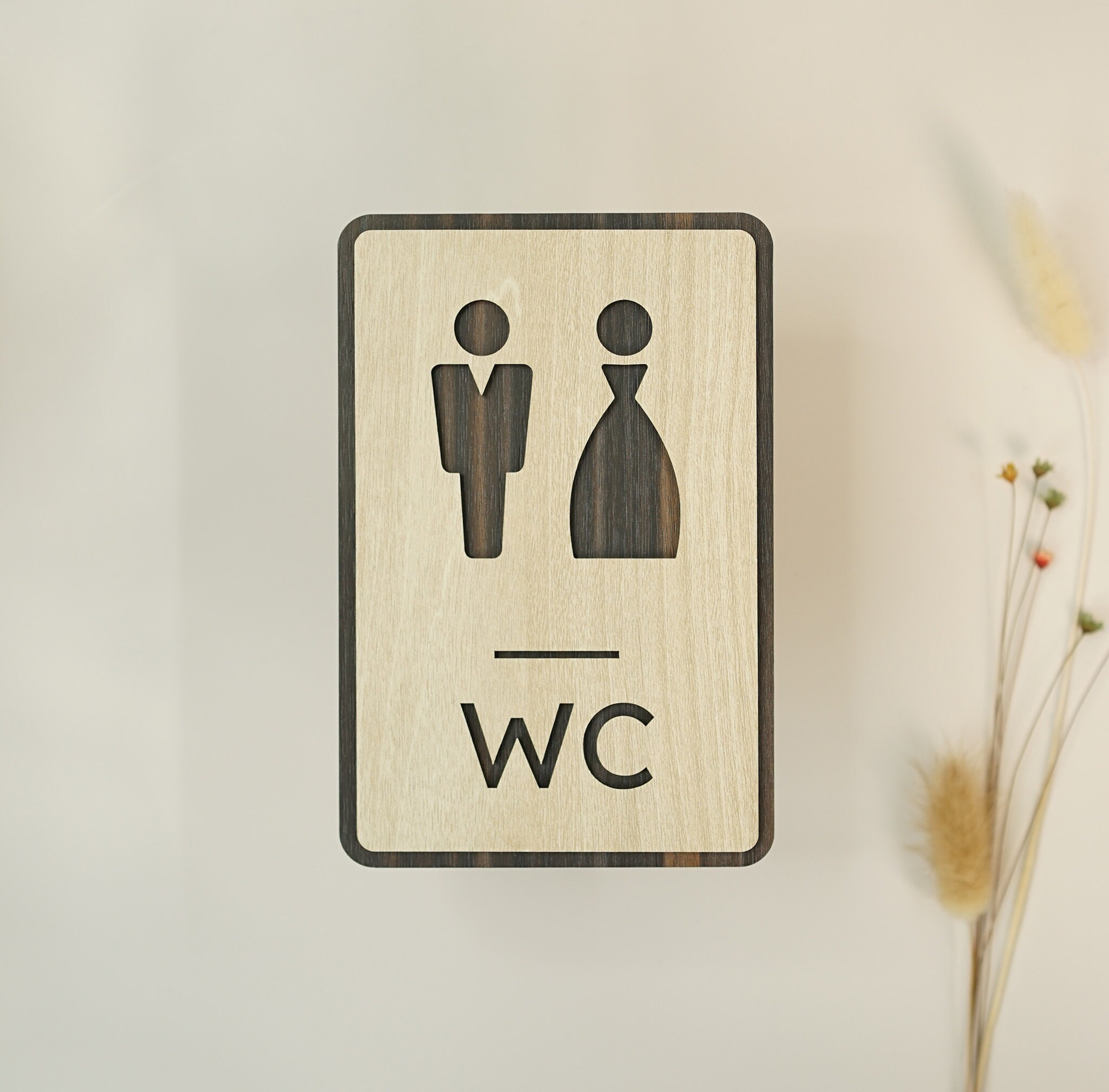 3D Wooden Restroom Sign: Modern Office Decor - Etsy