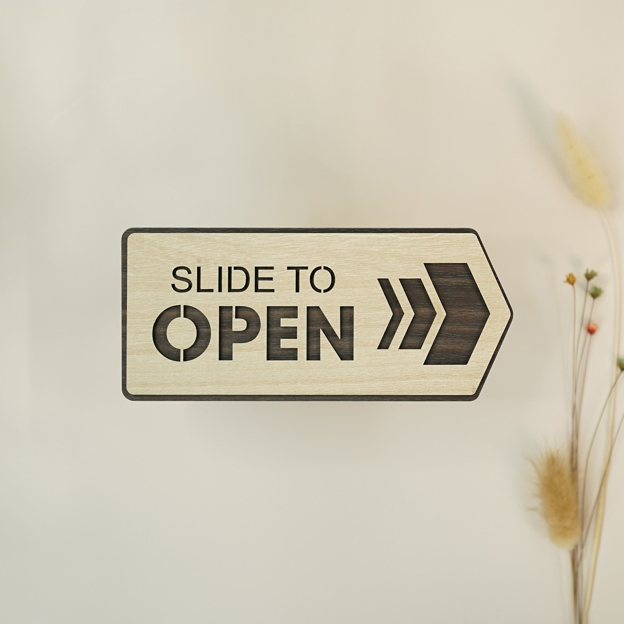 Slide to Open Wooden Sign, 3D Wood Sign, Door Sign Decor, Office Decor ...