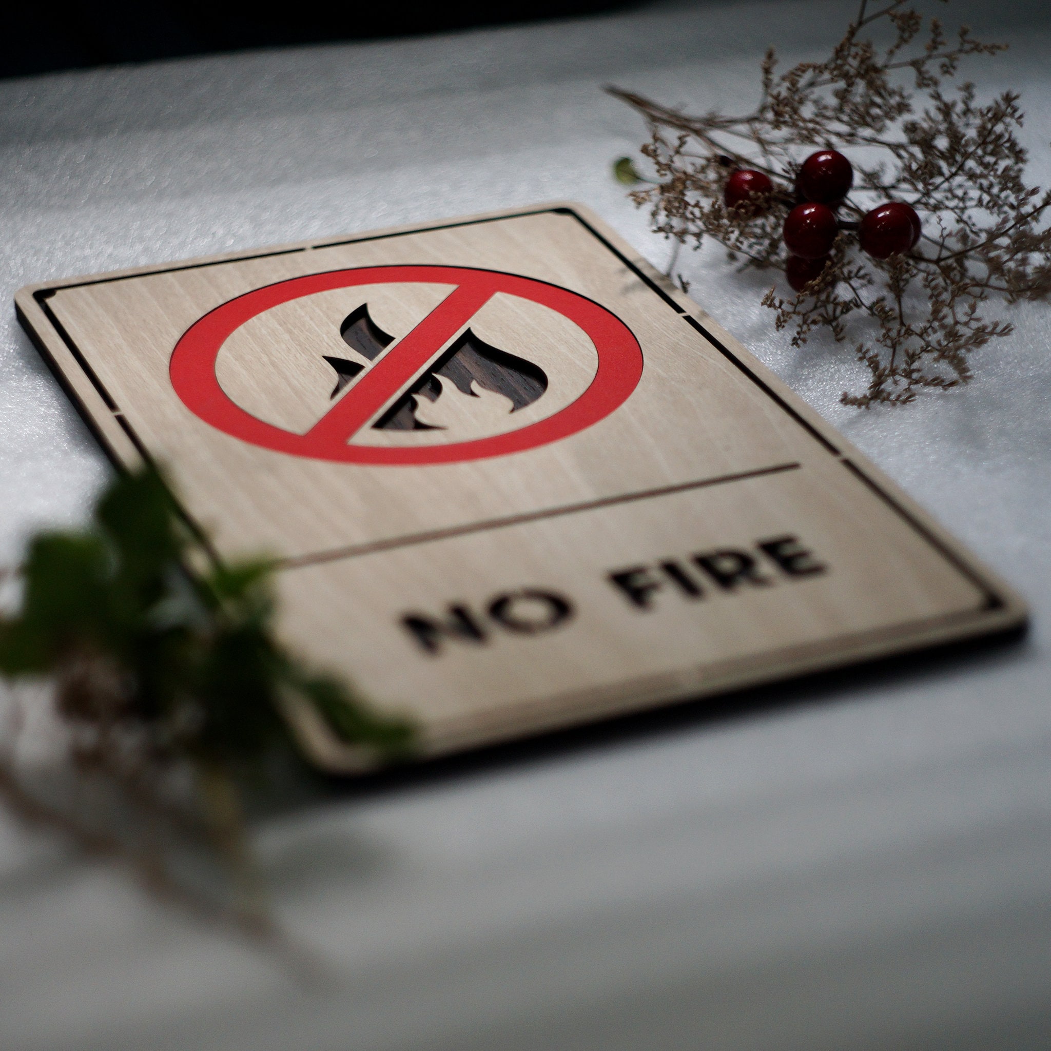No Fire Wooden Sign, No Fire Area Sign, Warning Fire Sign Decor - Etsy