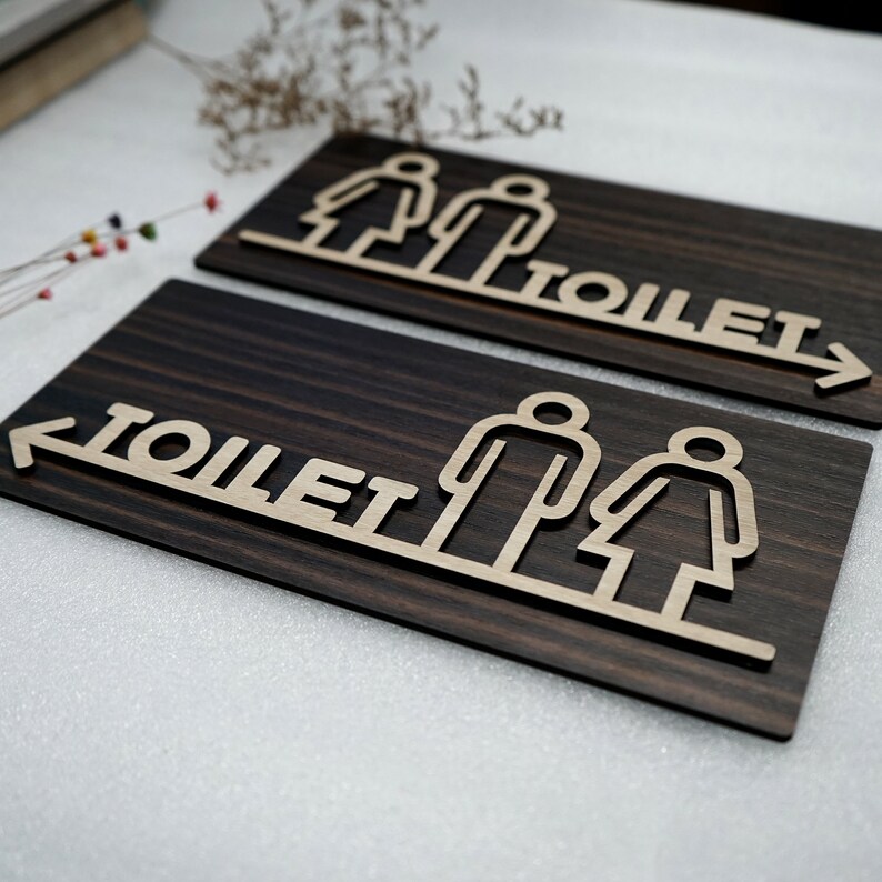 Toilet Wood Sign, Restroom Sign, Bathroom Sign, WC Sign, Wooden Door ...