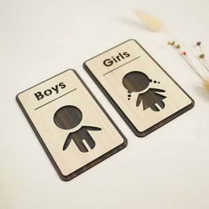Boys and Girls Restroom Sign, WC Sign, Toilet Sign, Restroom Wooden ...