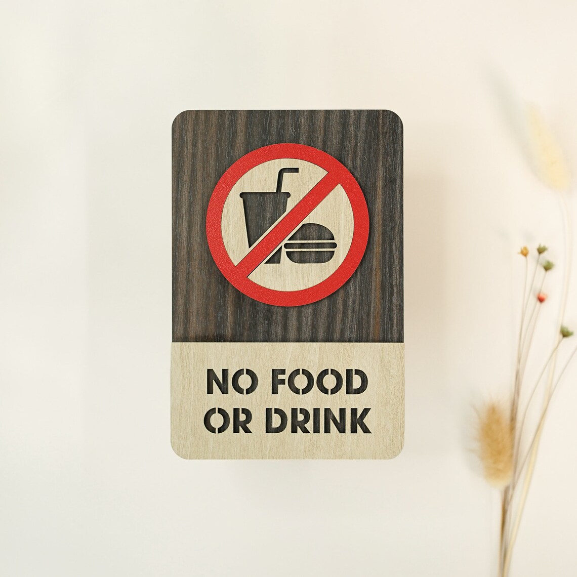 No Food or Drink Sign, No Food Area Sign, No Drink Area Sign, Wooden ...
