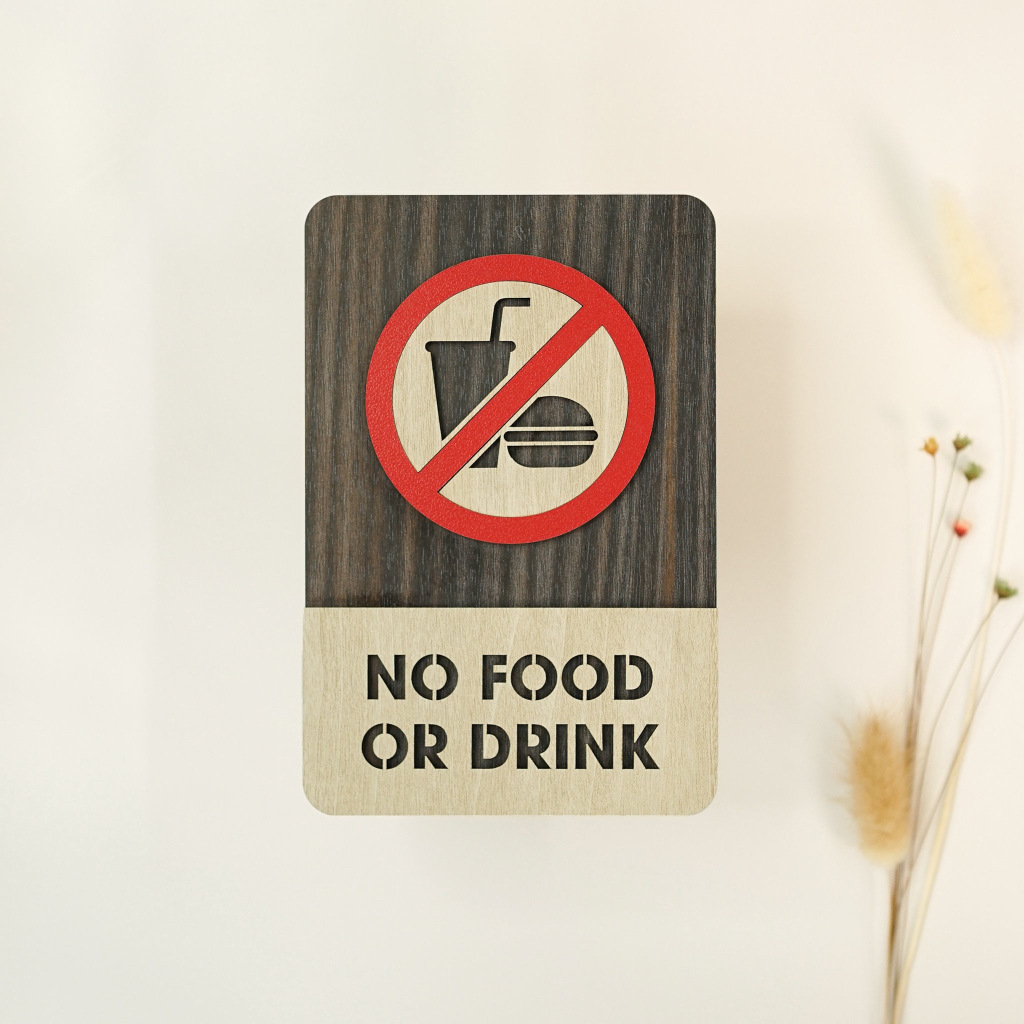 No Food or Drink Sign, No Food Area Sign, No Drink Area Sign, Wooden ...