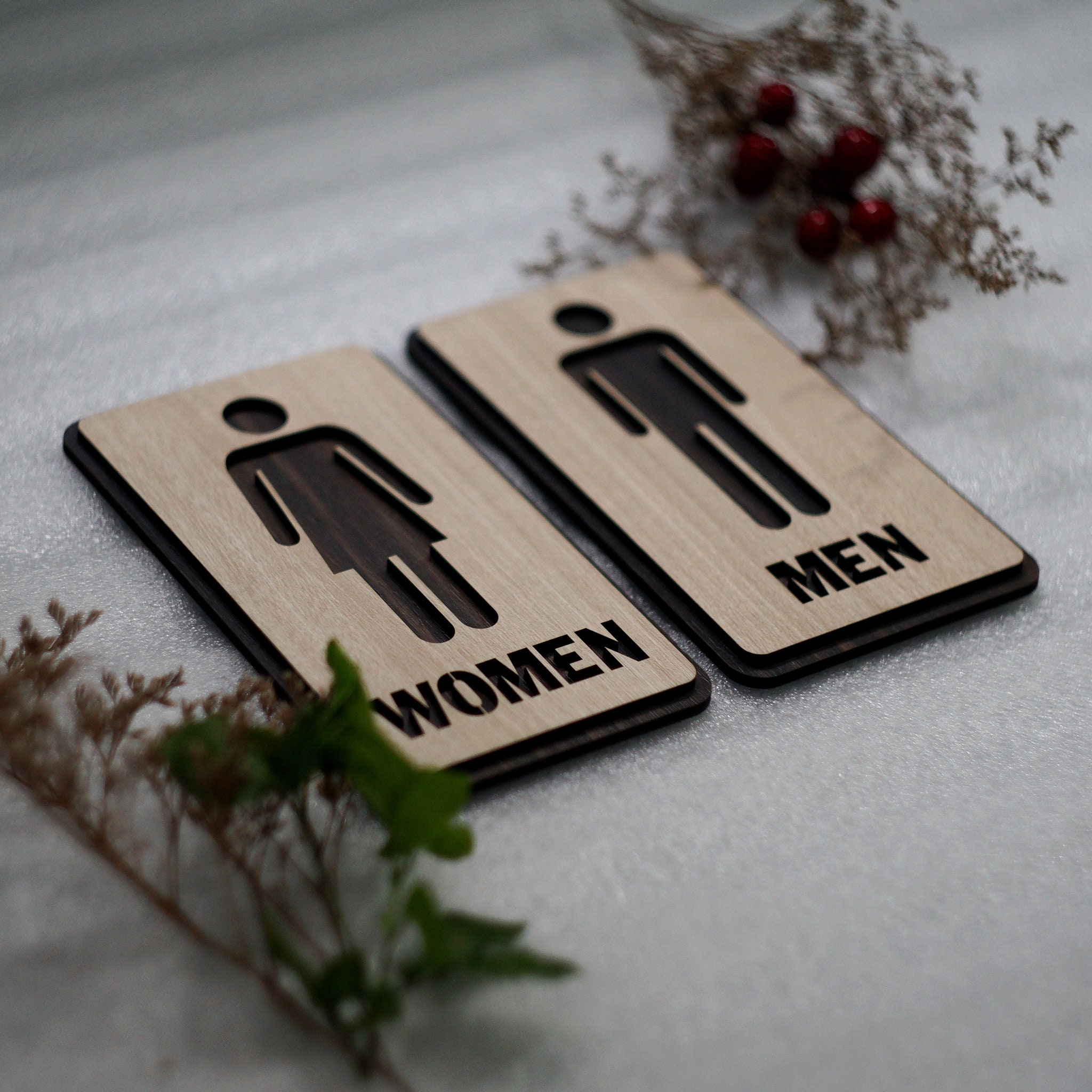 Custom Toilet Door Signs, Directional Restroom Sign, Gender Bathroom ...
