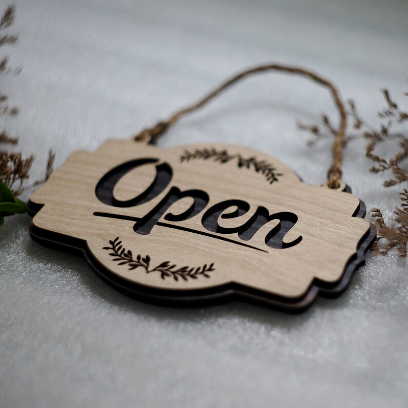 Personalized Wood Open Closed Sign: Double Sided Business Signage - Etsy