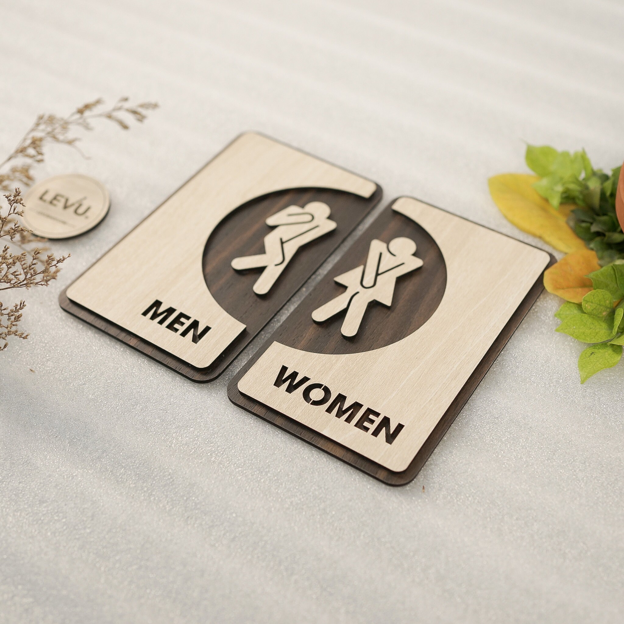 Restroom Men and Women Signs - Bathroom Wooden Decor Signs - Wooden ...