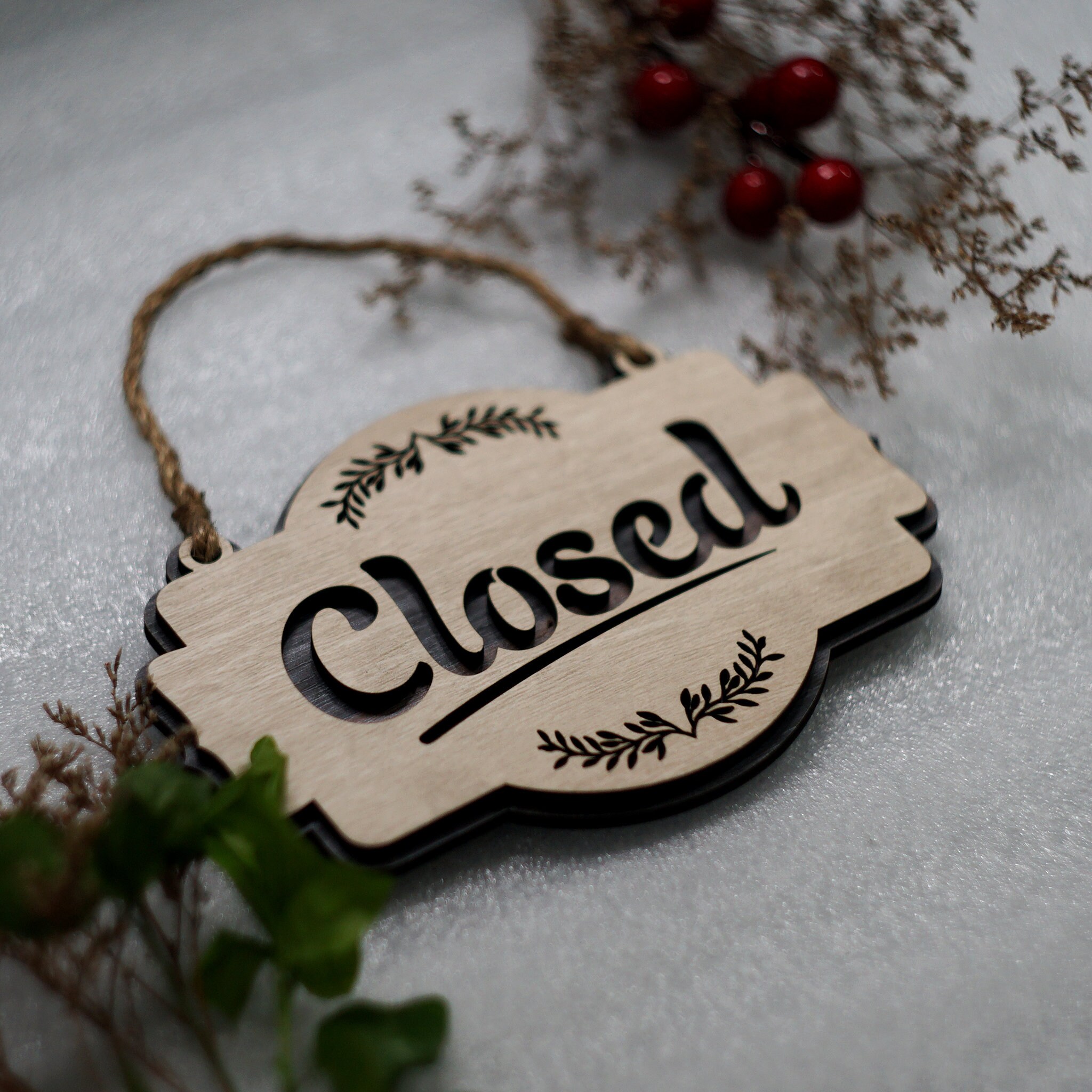 Personalized Wood Open Closed Sign: Double Sided Business Signage - Etsy