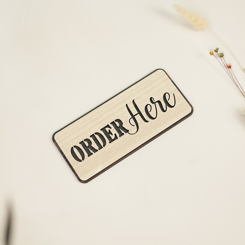 Order Here Sign, Order Here Wooden Sign, Wood Sign 3D, Door Sticker ...