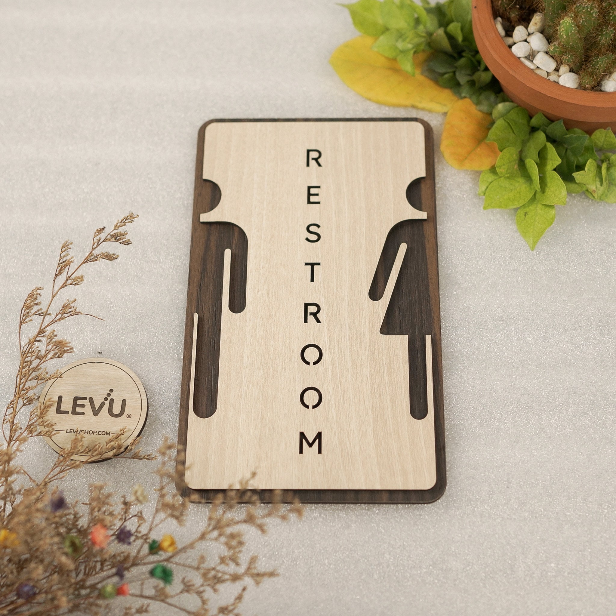 Restroom Wood Sign Handmade, Door Sign WC, Bathroom Plaque, Minimalist ...