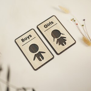 Boys and Girls Restroom Sign, WC Sign, Toilet Sign, Restroom Wooden ...