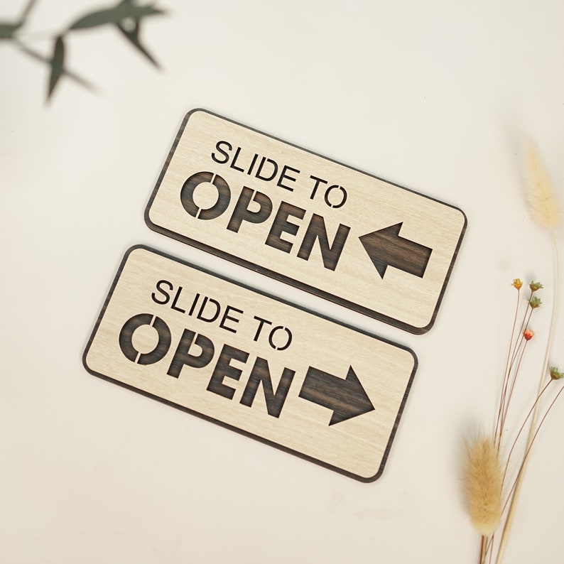 Slide to Open Wood Sign, Door Sign Decor, 3D Wood Sign, Office Decor ...