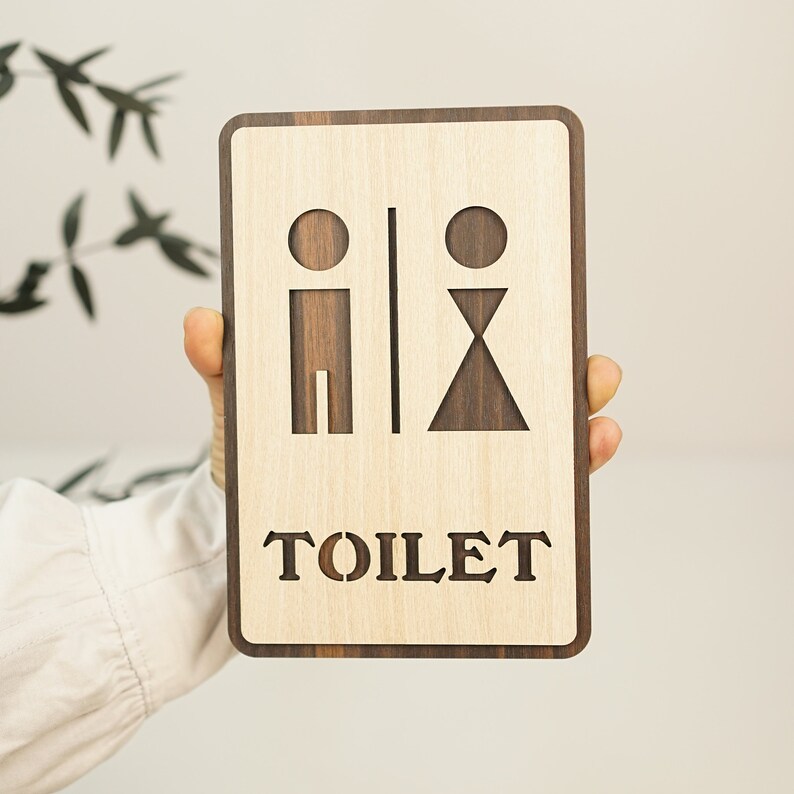 3D Wooden Toilet Sign: Vintage Restroom Door Decor - Etsy