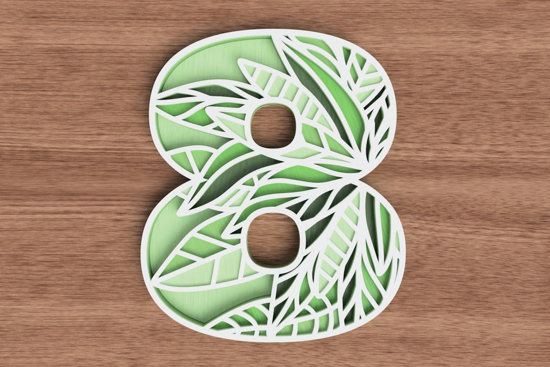 Layered Botanical Number, Laser Cut File, Number 8, Eight, Layered ...