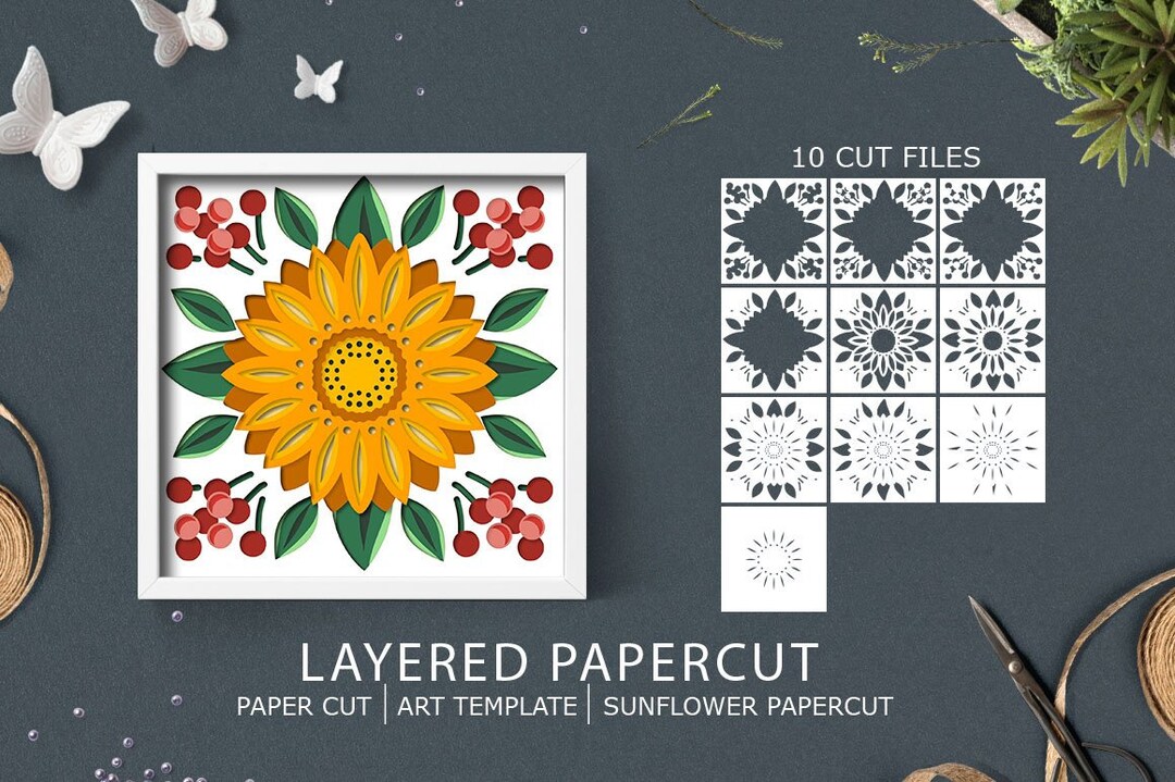 Sunflower SVG, 3D Papercut Shadow Box, 3D Layered SVG Shadow Box ...