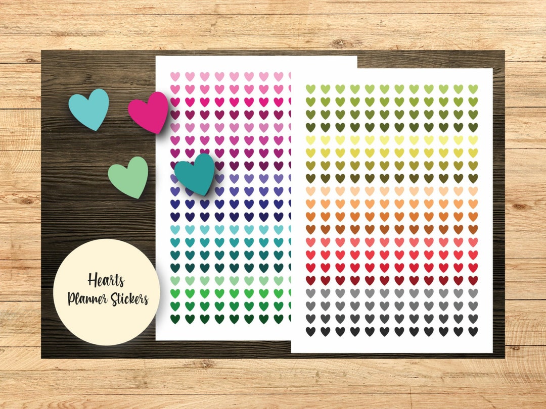 Mini Heart Stickers, Planner Stickers, Printable Stickers, Digital ...