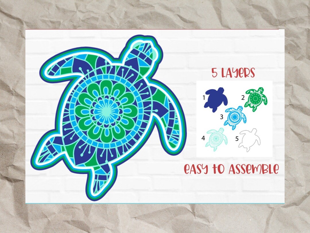 Turtle SVG, Sea Turtle SVG, Layered Shadow Box, Layered Paper Craft ...