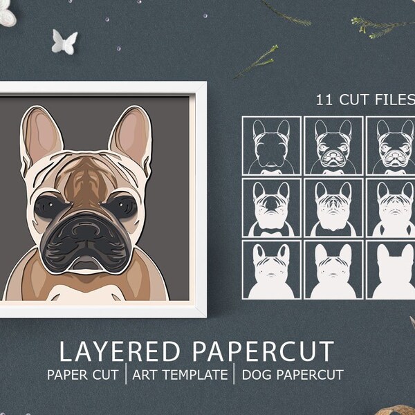 French Bulldog Shadow Box Svg - Etsy
