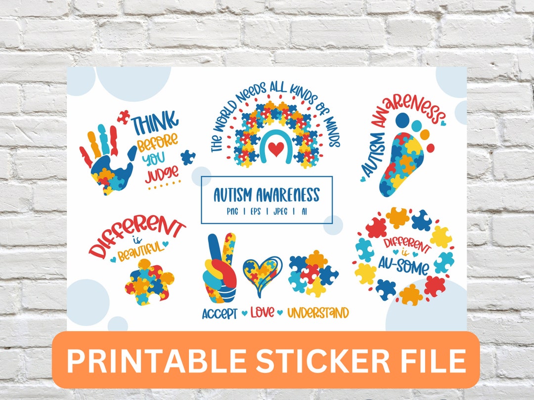 Autism Awareness, Autism Stickers, Printable Stickers, Printable ...