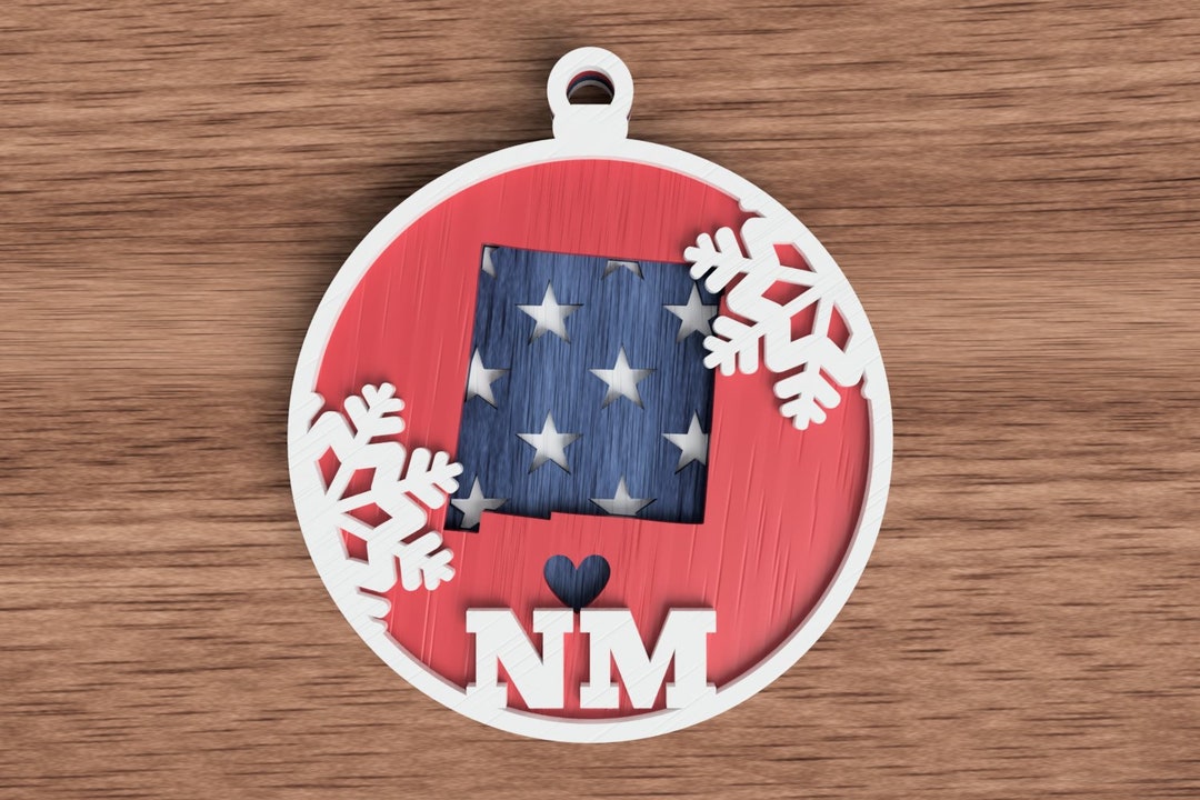 New Mexico Christmas Ornament SVG File, Christmas Ornament Template ...