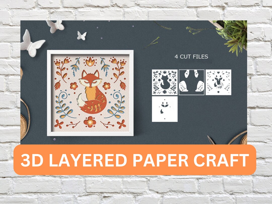 Cute Fox, Layered Paper Craft, 3D Paper Craft, Layered Paper Art ...