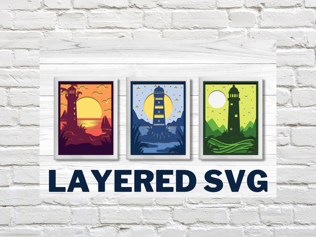 Lighthouse SVG, Layered Paper Craft, 3D SVG, 3D Paper Craft, Shadowbox ...