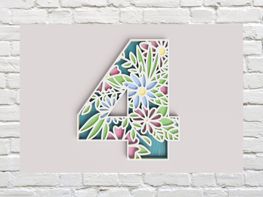 House Number, Laser Cut File, Number 4, Four, Layered Paper Craft ...