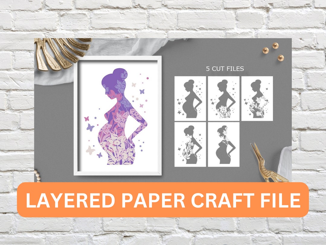 Pregnant SVG, 3D Papercut File, Laser Cut File Template, Layered Paper ...