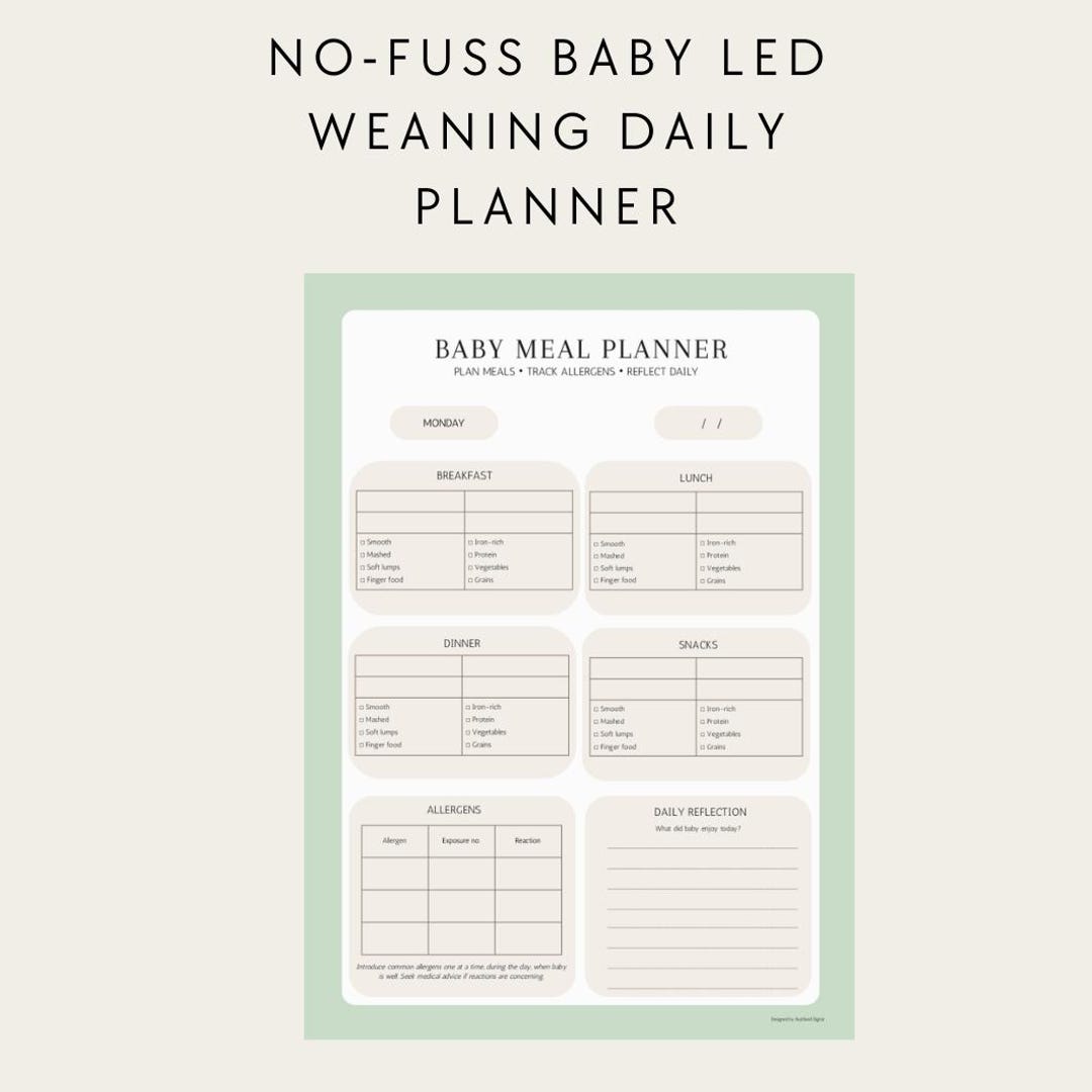 Weekly Baby-led Weaning Meal Planner Bundle - Starting Solids, Allergen ...