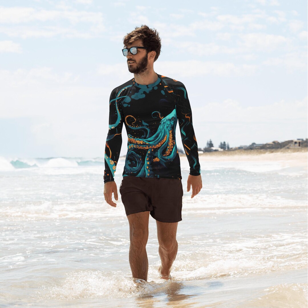 Deep Sea Kraken Men's Rash Guard – Ocean-inspired UV Protection Shirt ...