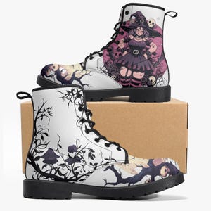 Gothic Witch & Skull Combat Boots Dark Enchantment With Dusty Pink ...