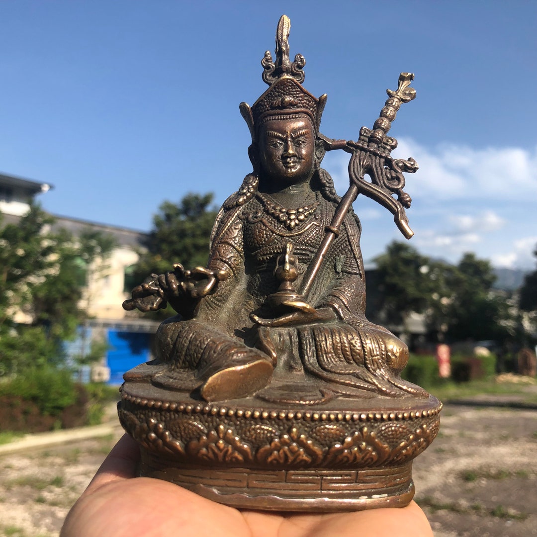 MD084 Antique Vintage Copper Bronze Padmasambhava Statue Handcrafts ...