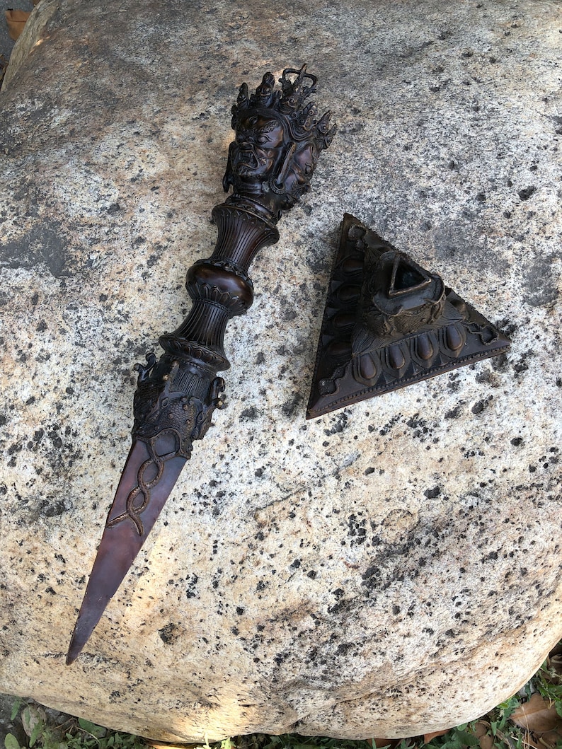 MD1371 Vinatge Tibetan Nepal Tantra Buddhism Huge Buddha Dorje Phurpa ...