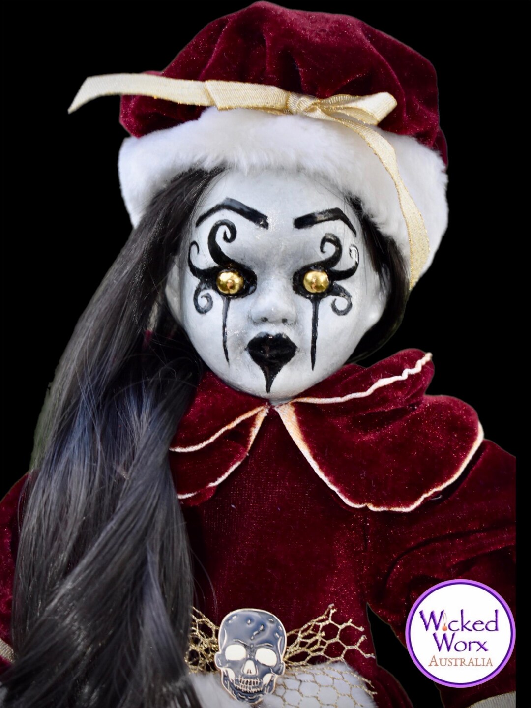 Stunning Christmas Goth Ghost Doll,handpainted Ooak Antique, Unique ...