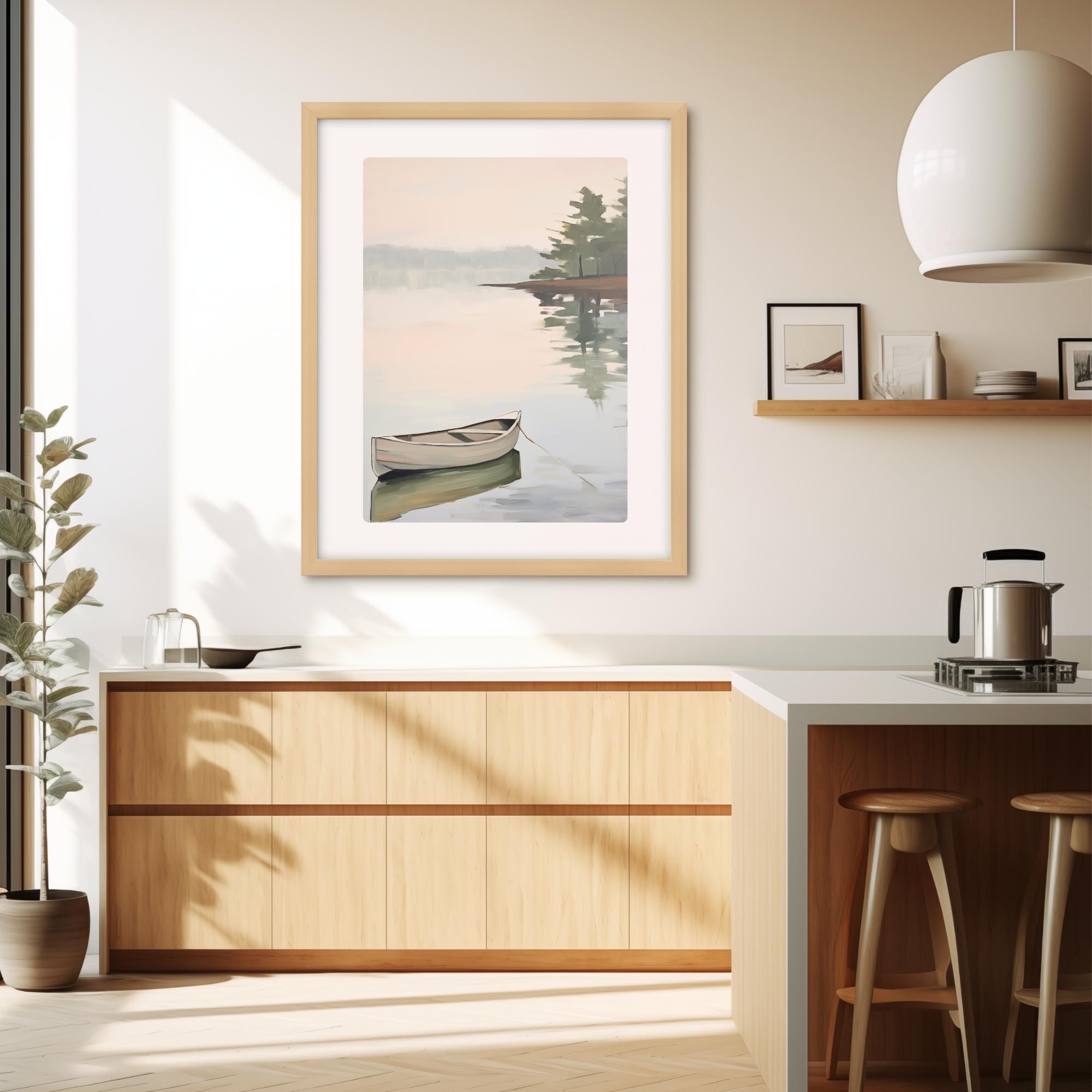 Lake Print, Row Boat Painting, Watercolor Painting, Lake Scenery, Lake ...