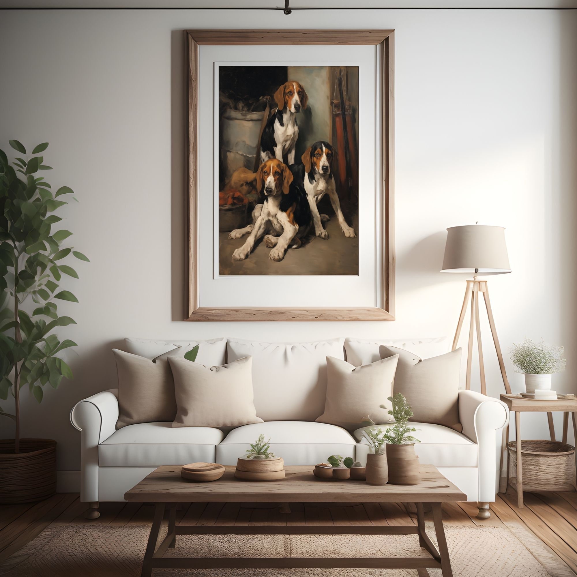 Vintage Dog Painting, Three Hunting Dogs Print, Antique Hounds Print ...