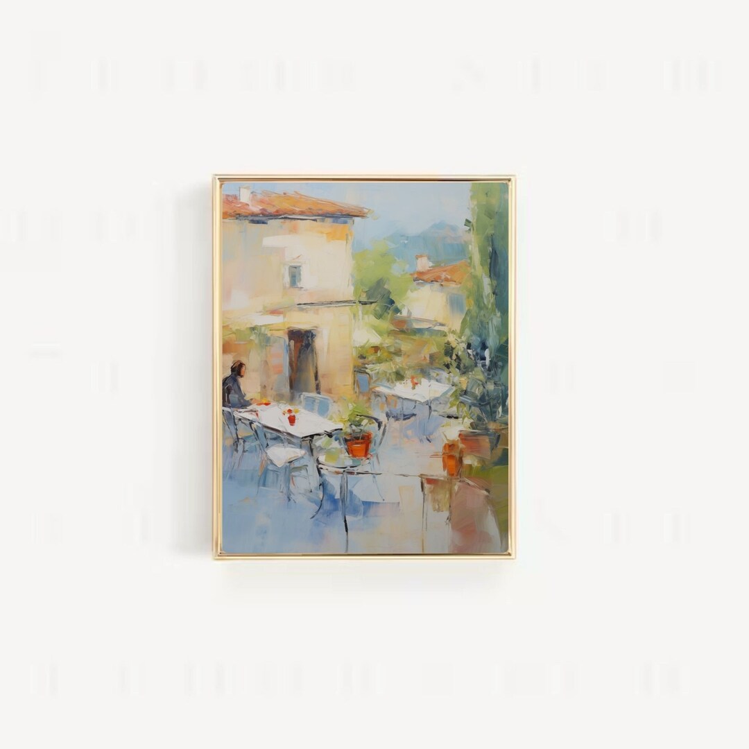 French Cafe Painting, French Village Watercolor, South of France Print ...