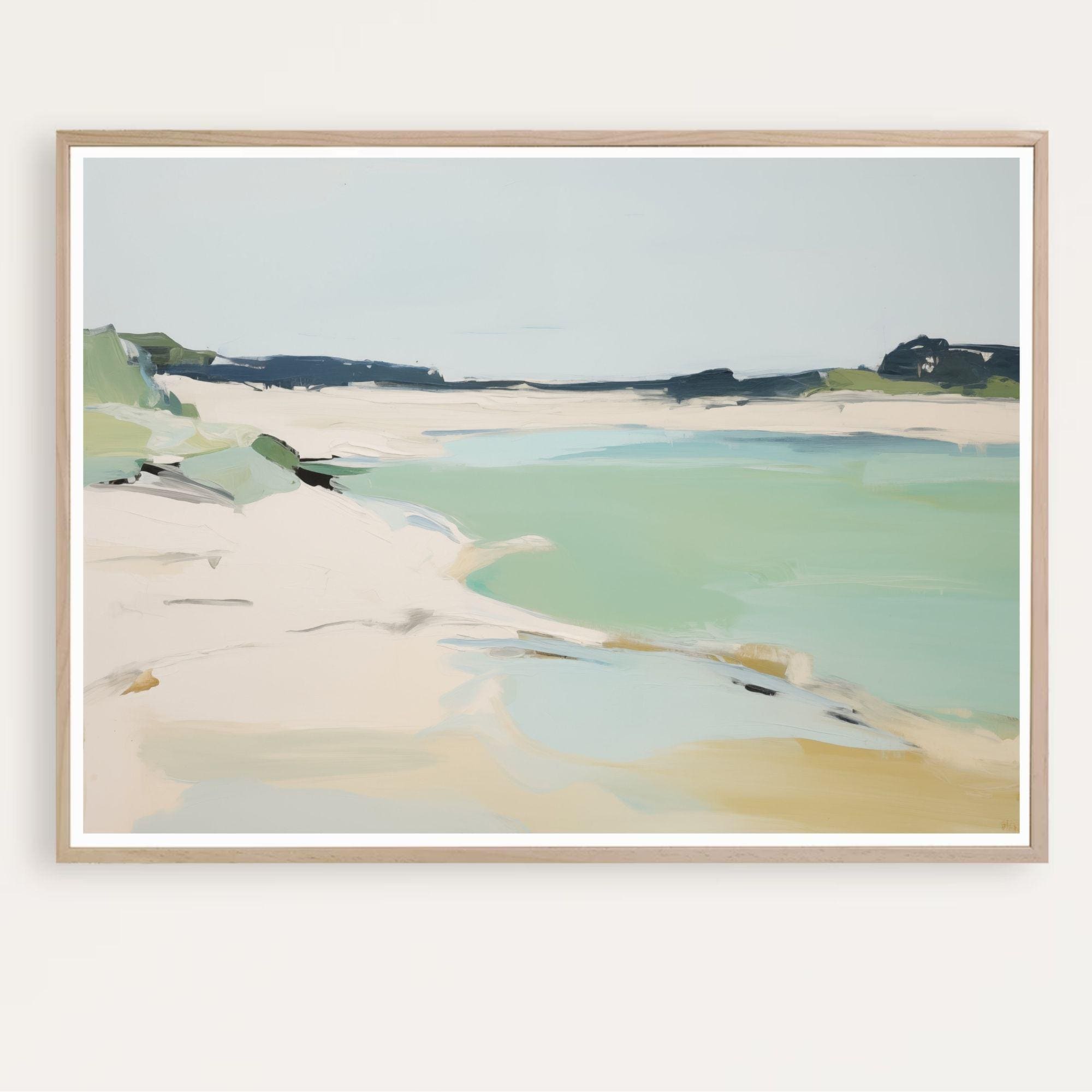 Abstract Beach Print, Ocean Painting, Coastal Landscape, Ocean Wall Art ...