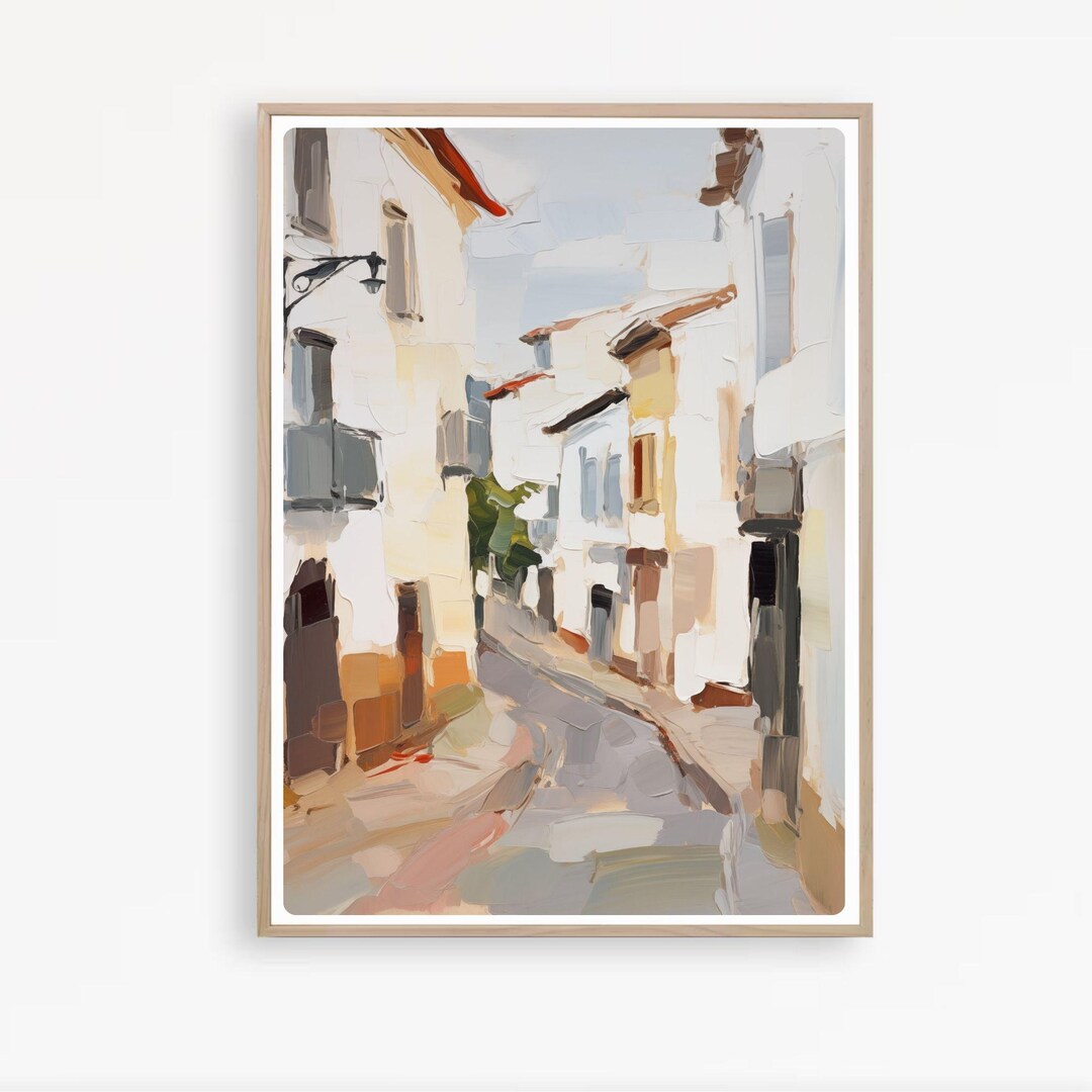 Mallorca Spain Travel Print, Spanish Watercolor, Mediterranean Village ...