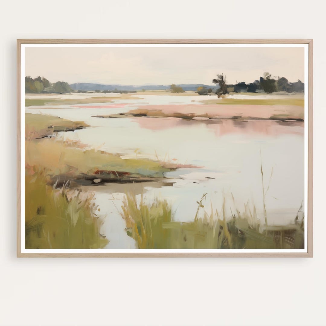 Marsh Landscape Painting, Landscape Print, Watercolor Landscape, Marsh ...