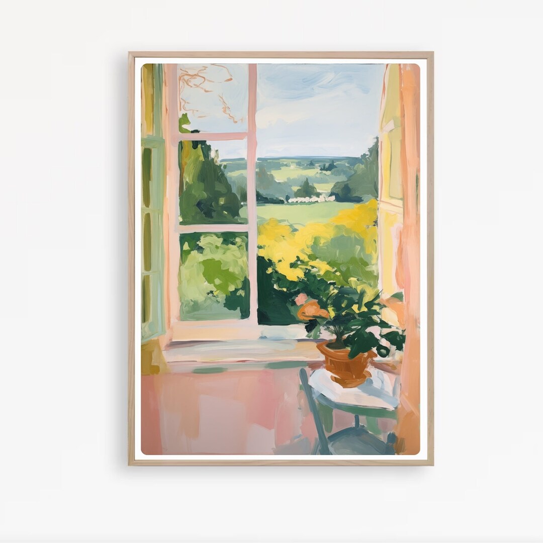 Open Window Print, Impressionist Painting, Landscape View Through ...