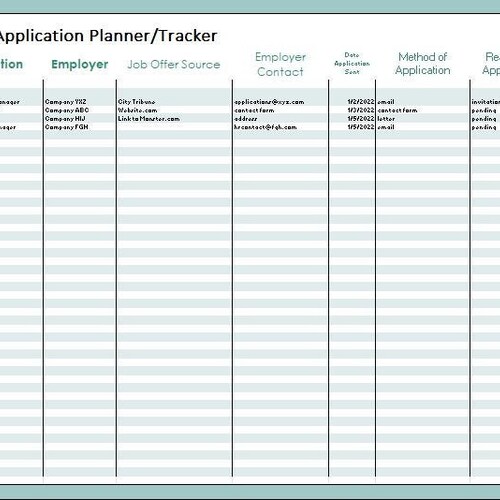 Job Application Tracker / Planner Excel File Digital - Etsy
